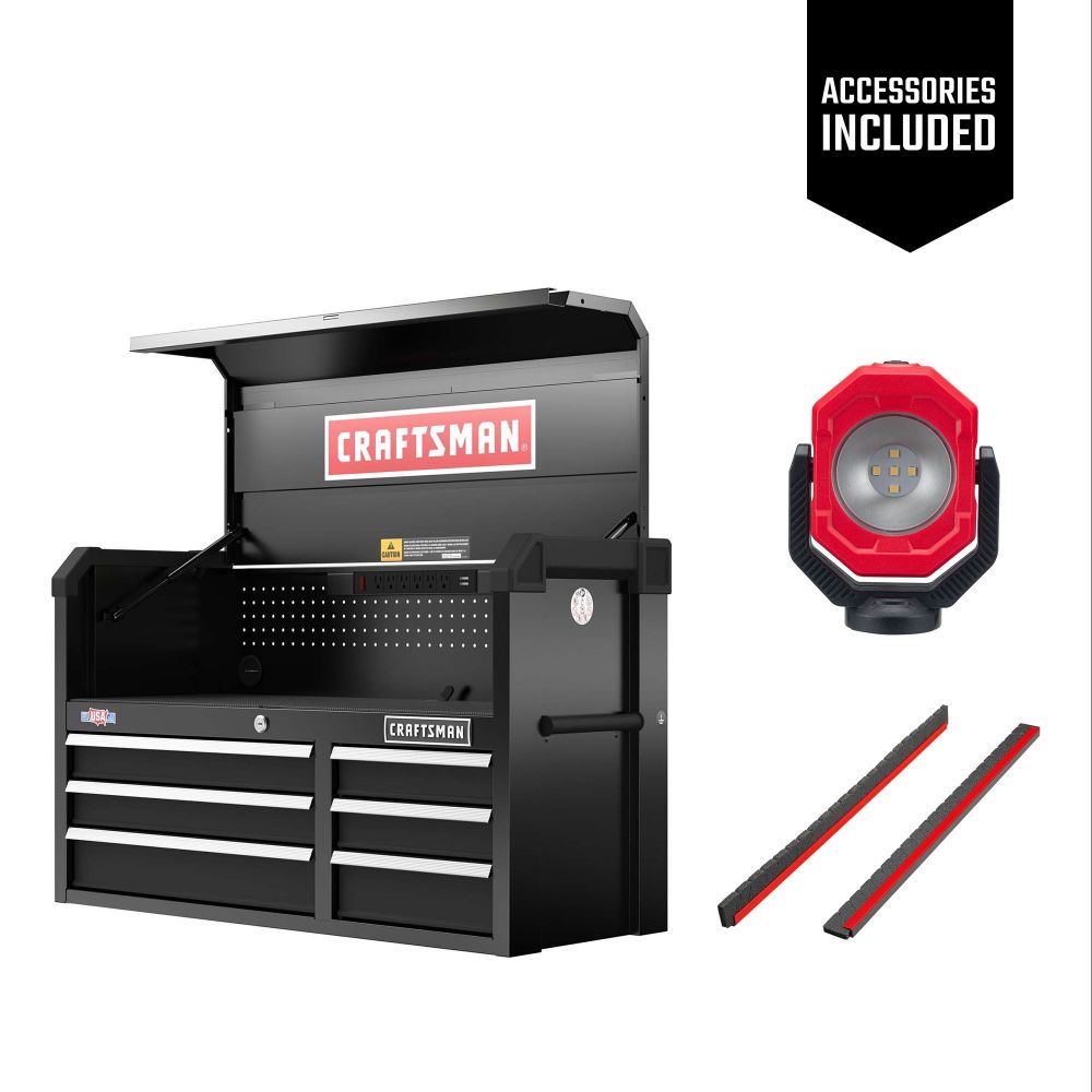 CRAFTSMAN S2000 41 Inch 6-Drawer Chest with Light & Divide CMST34162BK ...