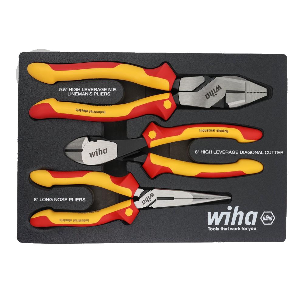 Wiha Insulated Pliers and Cutters Tray Set 3pc 32960 - Acme Tools