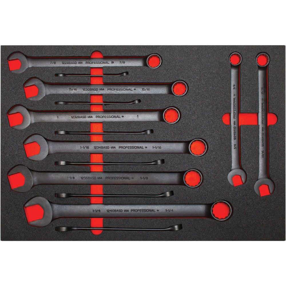 Proto Combination Wrench 12pt Black Set 14pc with Foam Insert ...