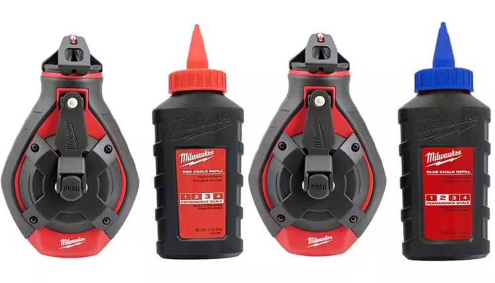 Milwaukee Bold Line Chalk Reel Kit with Red and Blue Chalk, 2 Pack 48 ...