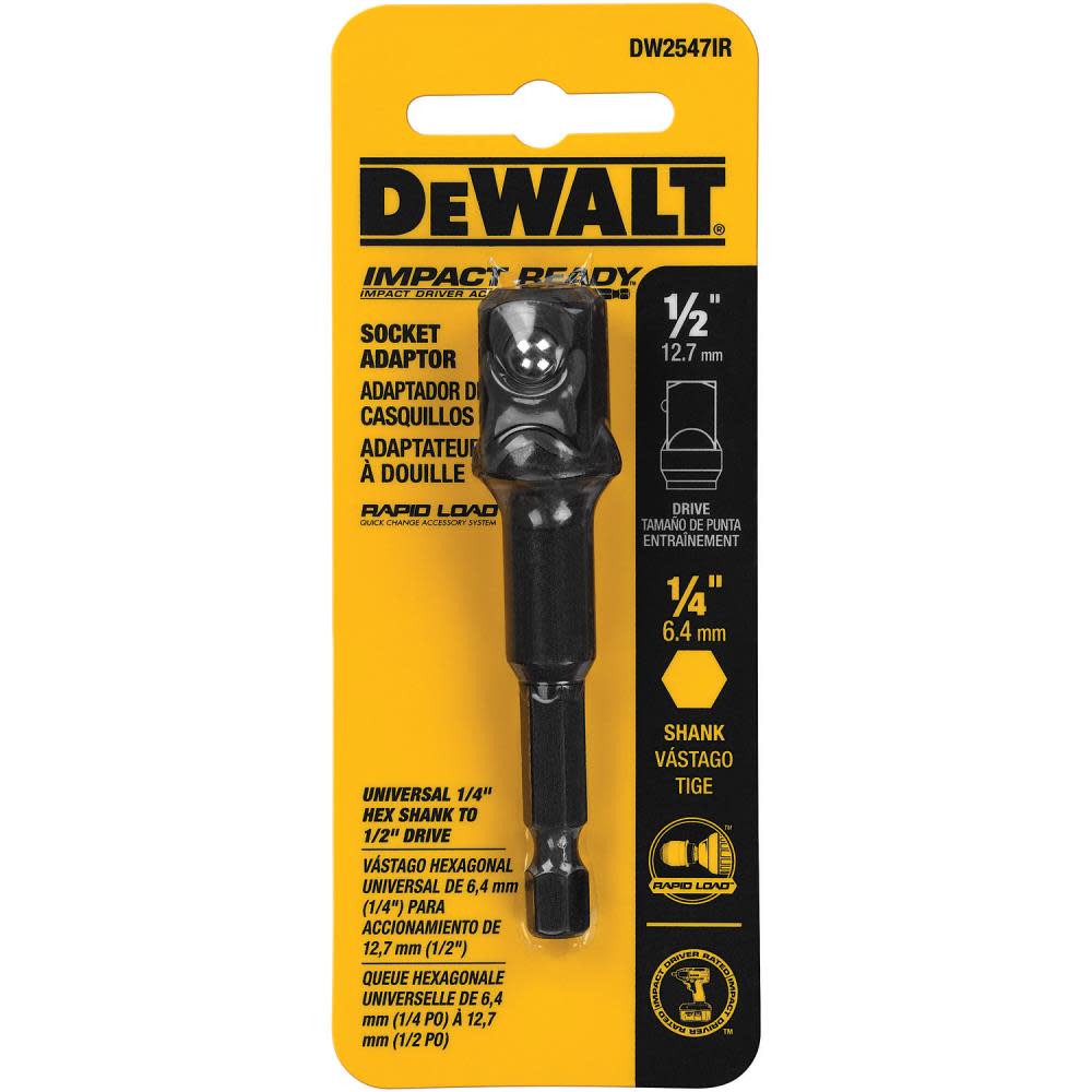DEWALT Impact Ready 1/4 In. Hex Shank to 1/2 In. Socket Adapter ...