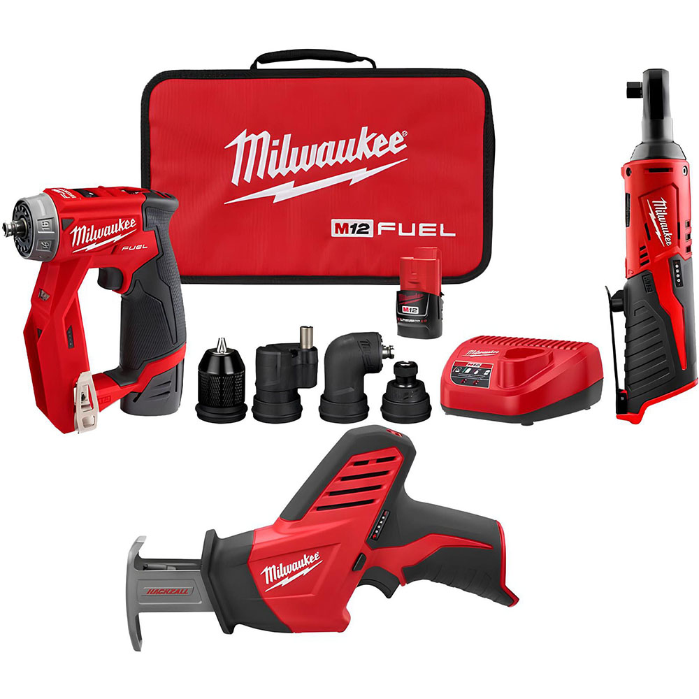 Milwaukee M12 FUEL 3 Tool Combo Kit Bundle 2505-22-2457-2420 - Acme Tools