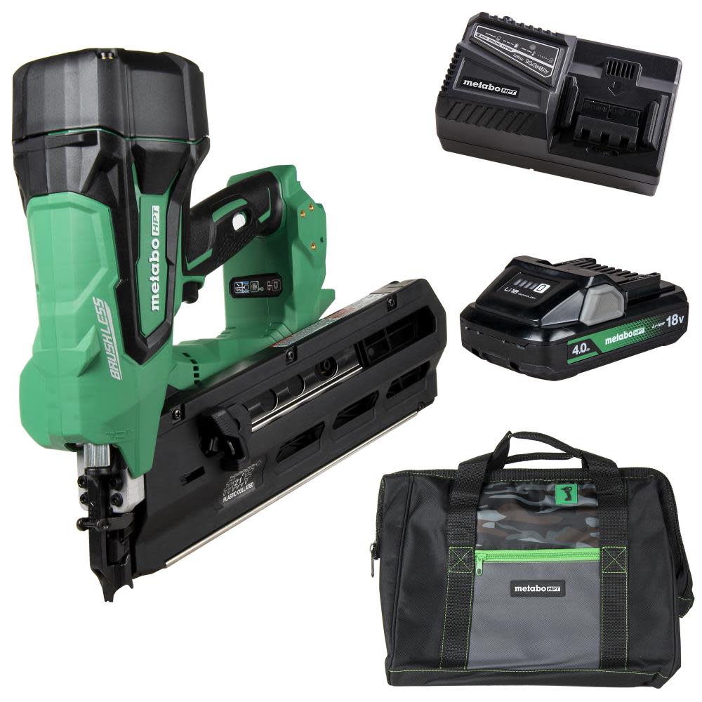 Metabo HPT 18V Cordless 21 Deg Framing Nailer with 4Ah Battery Fuel ...