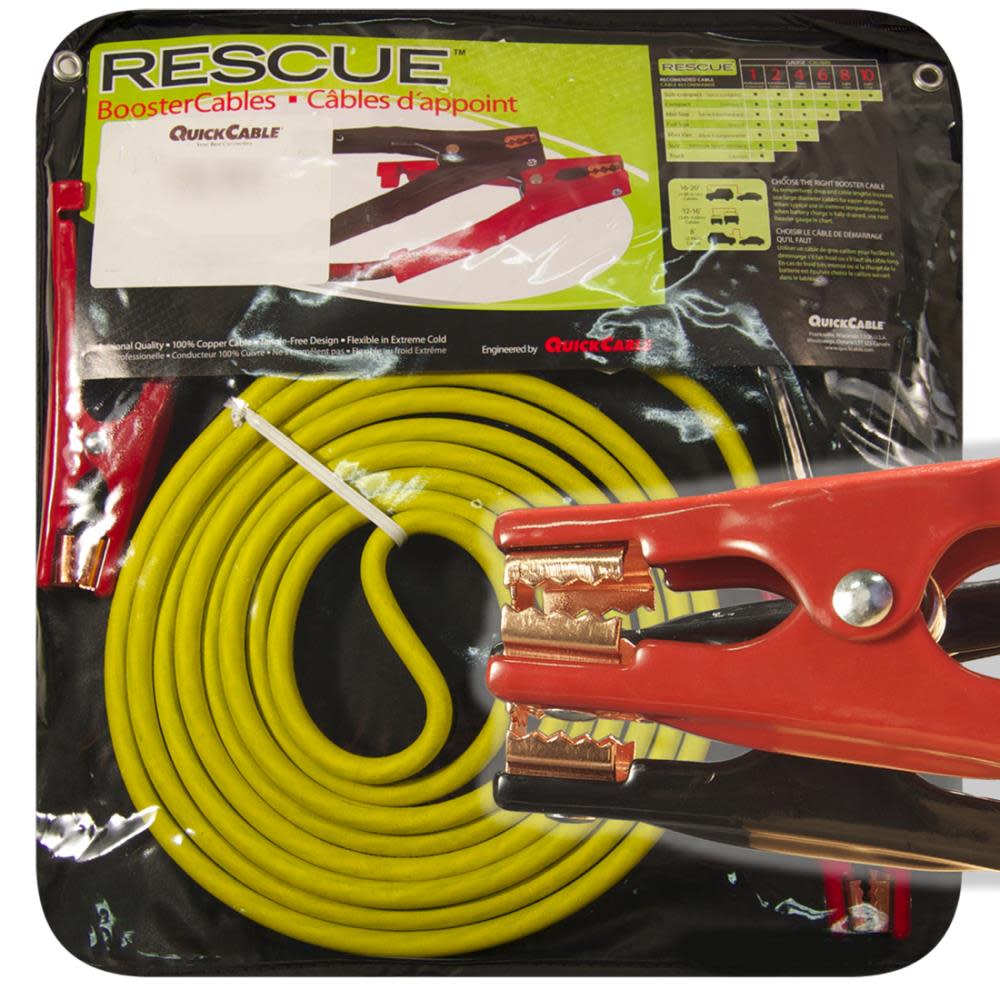 Quick Cable 20 Ft. 1 Gauge 500 Amp RESCUE Mechanic Clamp Heavy Booster ...