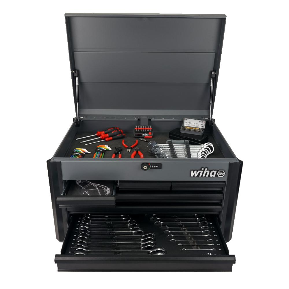 Wiha 6-Drawer Bench Top Tool Chest with 147-Piece Set- Grey 91882 ...