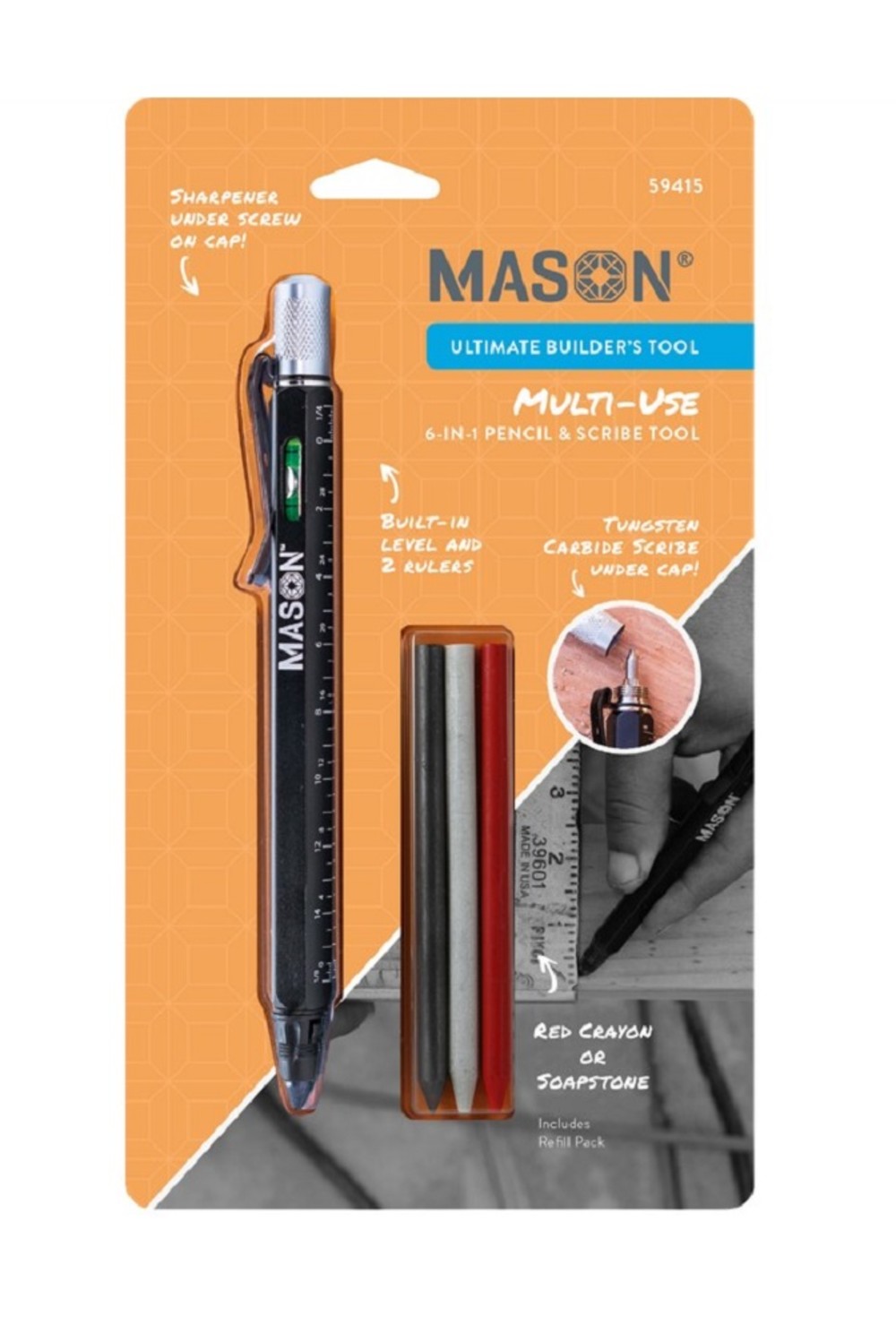 FARO Mason Pencil & Scribe Tool with Level & Rule 59415 - Acme Tools