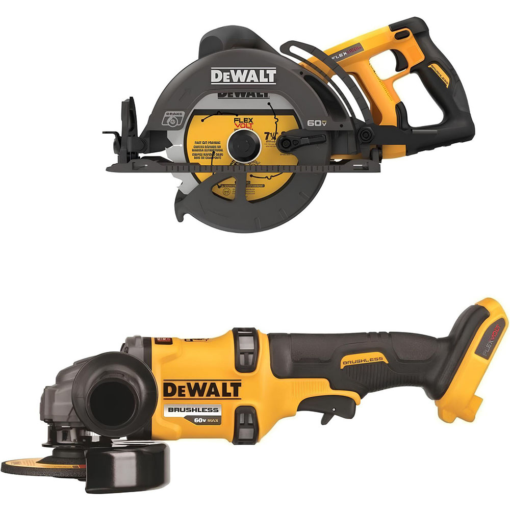 DEWALT 60V MAX 7-1/4 Inch Cordless Saw & 4-1/2 Inch - 6 Inch Grinder ...