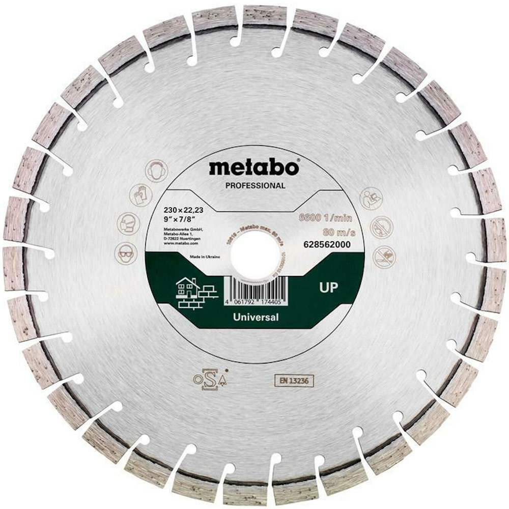Metabo Diamond Cutting Disc 9in x 7/8in Universal 30 Segments 628562000 ...