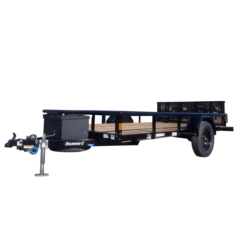 Diamond C PSA135 12 Foot Sigle Axle Utility Trailer, Black PSA135L12X77 ...