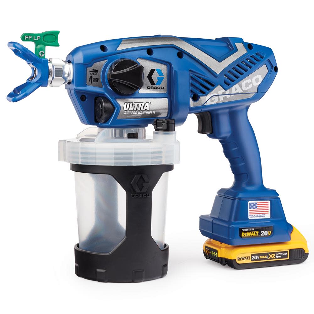 Graco Ultra Handheld Airless Paint Sprayer with DEWALT XR 20V Battery ...