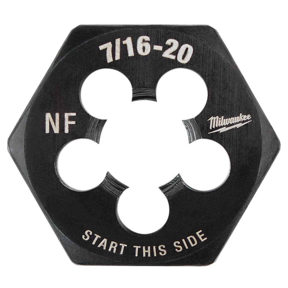 Milwaukee 7/16 in -20 NF 1-Inch Hex Threading Die 49-57-5357 - Acme Tools