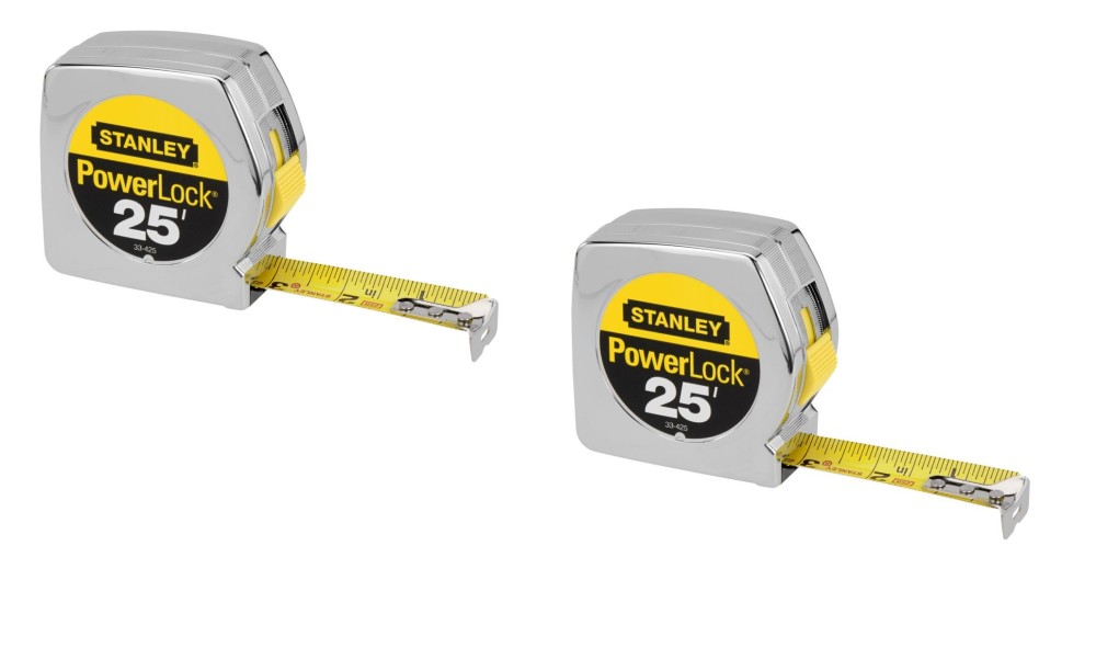 Stanley 25 ft x 1 in Chrome Case PowerLock Classic Tape Measure 2 Pack ...