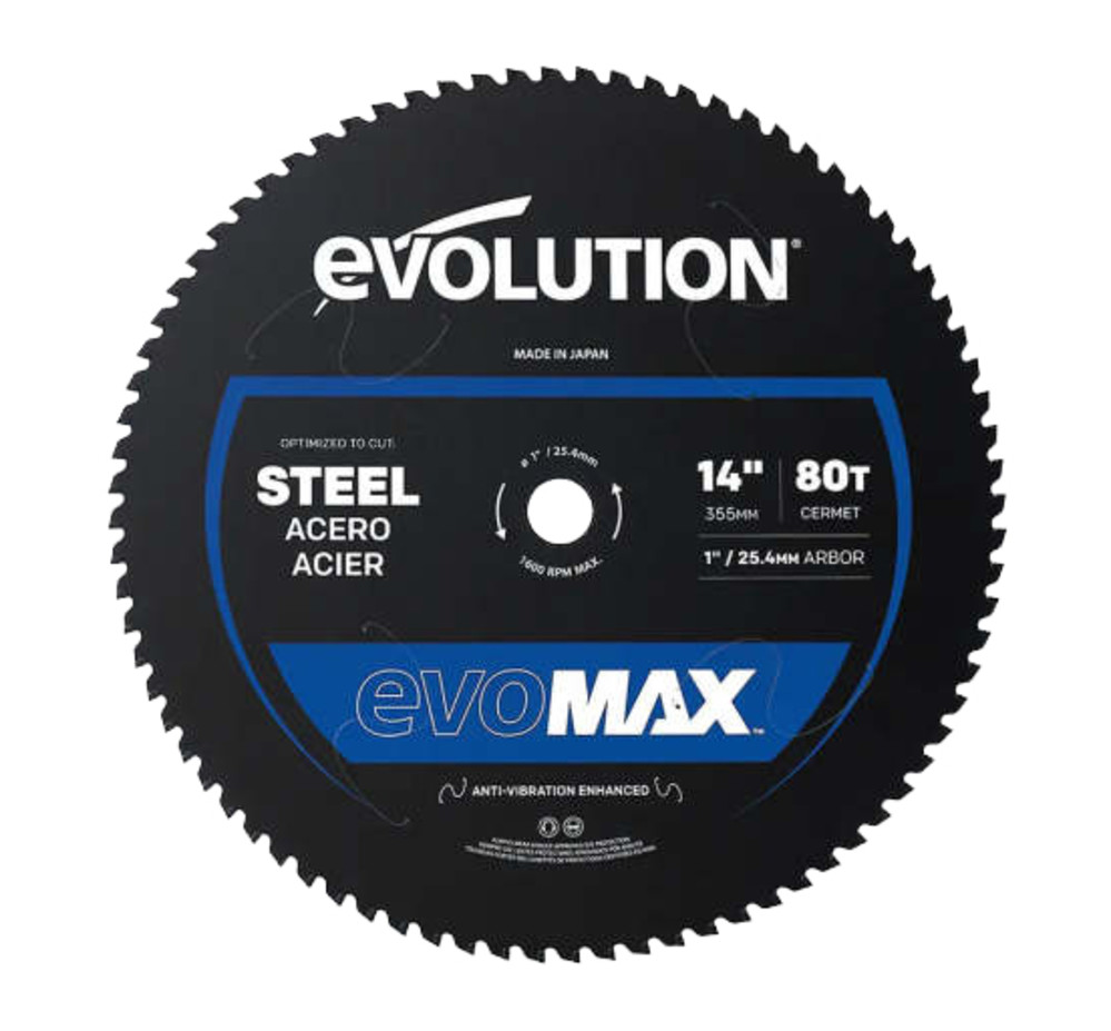 Evolution Power Tools EVOMAX 14 Inch x 1 Inch 80T Mild Steel Cermet Saw ...
