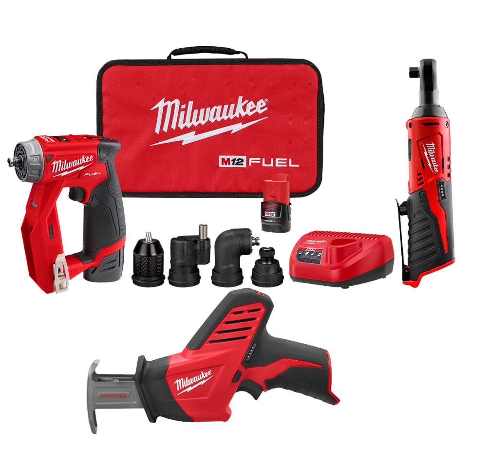 Milwaukee M12 FUEL 3 Tool Combo Kit Bundle 2505-22-2457-2420 - Acme Tools