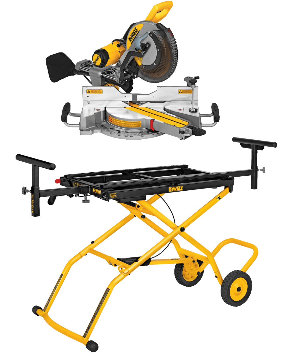 DEWALT 12 in Double Bevel Sliding Compound Miter Saw with Wheeled Saw Stand Bundle DWS780-DWX726 ...
