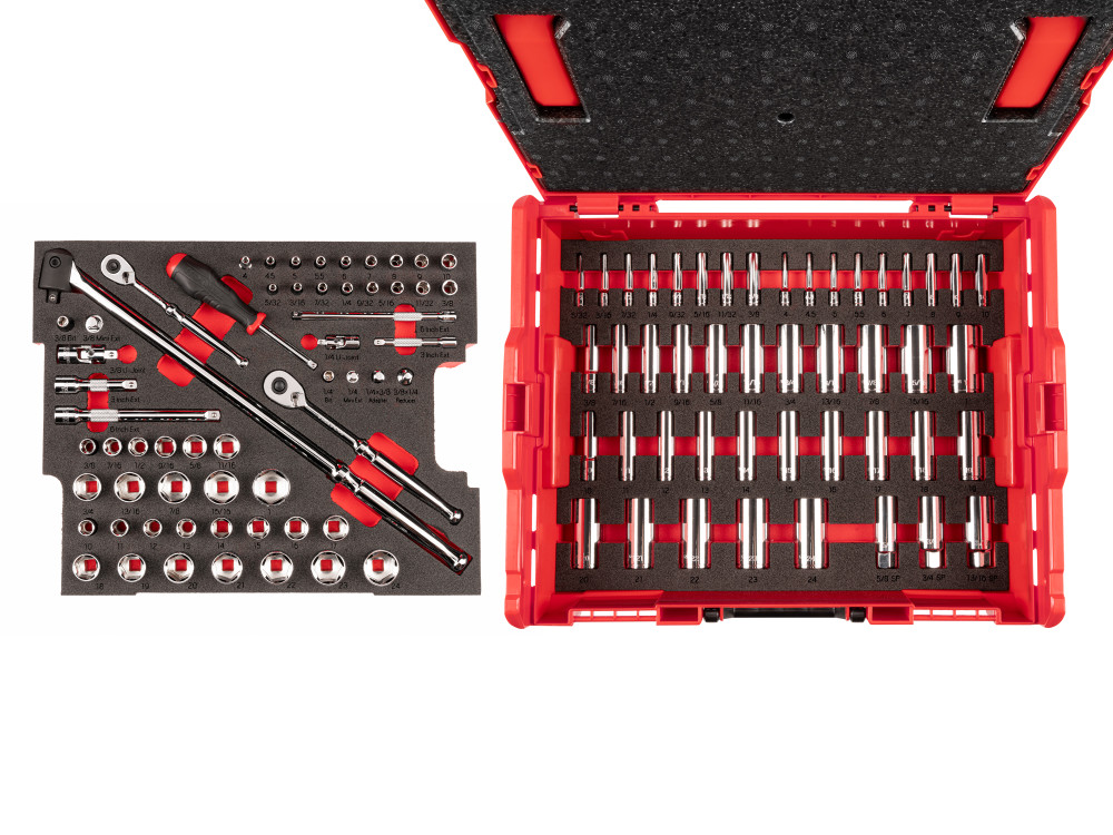 Tekton 1/4, 3/8 Inch 6-Point Socket Set in Stacking Tool Box, 105 Piece ...
