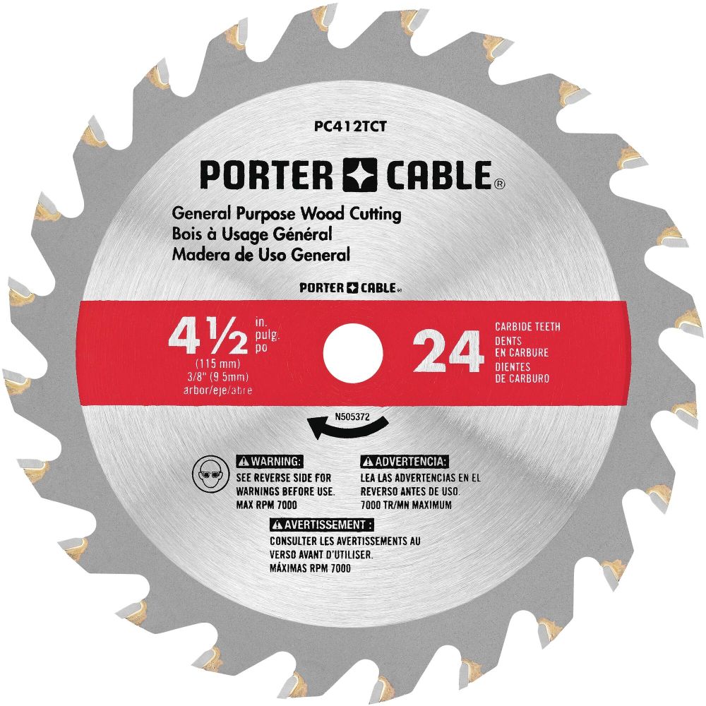 Porter Cable 4-1/2 in Circular Saw Blade, 24-Tooth PC412TCT - Acme Tools