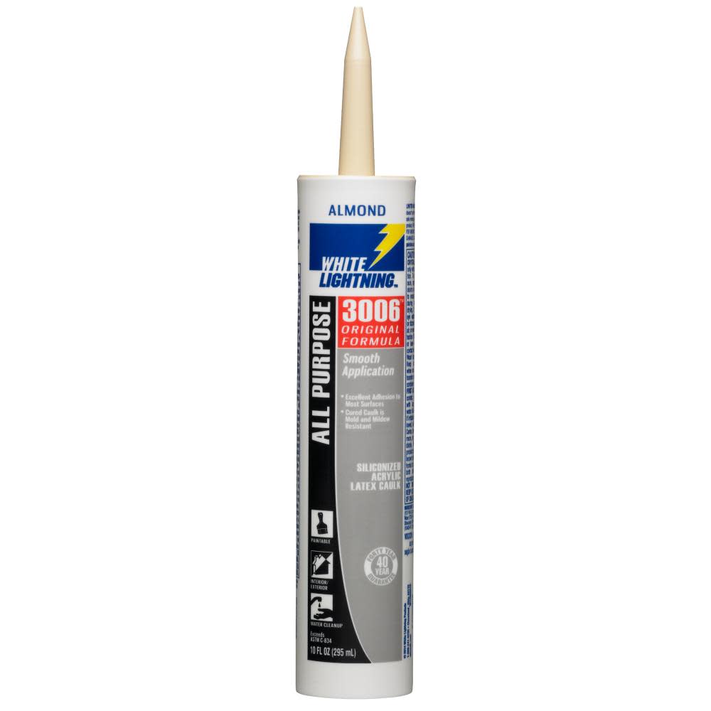White Lightning 3006 All Purpose Adhesive Caulk Almond 10 fl. oz ...