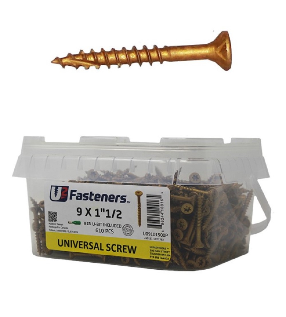 U2 Fasteners Universal Screw 9 Inch x 1-1/2 Inch 610ct U09101500P - Acme Tools