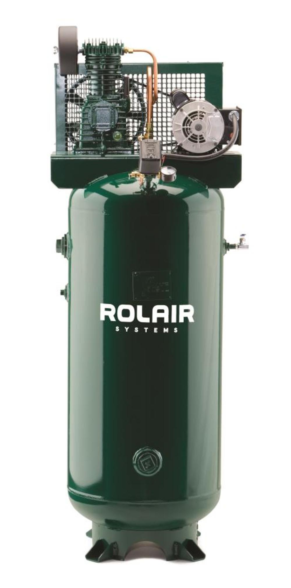 Rolair 3 HP (230V 1-Ph) 11.9 CFM@100PSI Vertical 60 Gall Compressor ...
