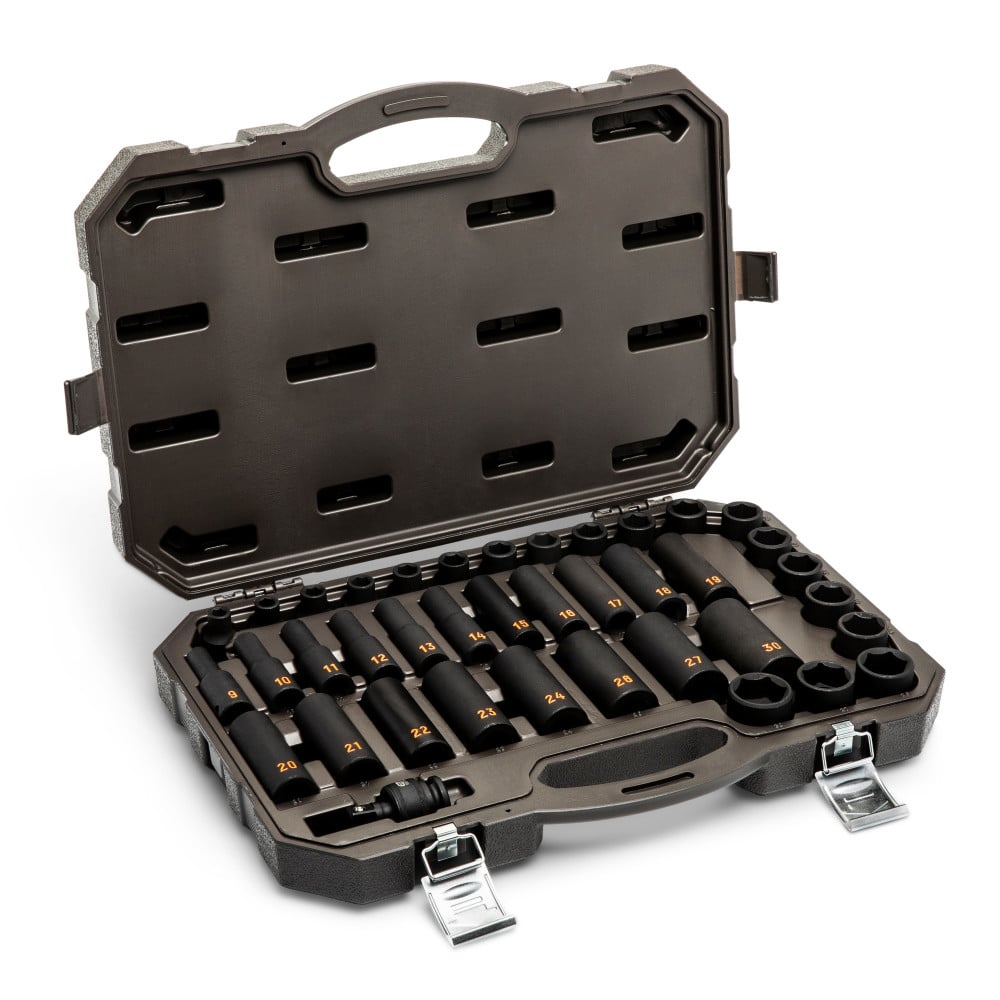 GEARWRENCH 1/2 Inch Drive 6 Point Metric Hi-Viz STD & DP Impact Socket ...