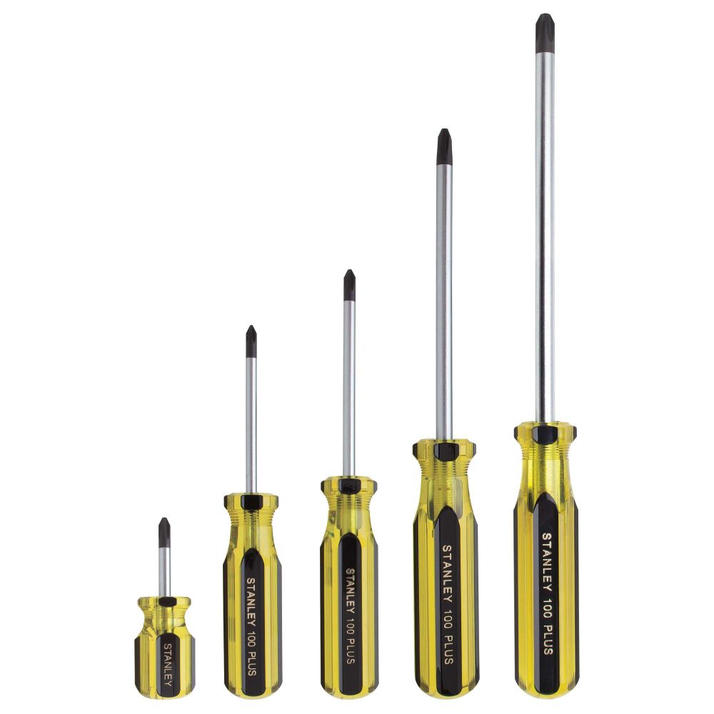 Stanley 100 PLUS Phillips Screwdriver Set 5pc 66-156-A - Acme Tools
