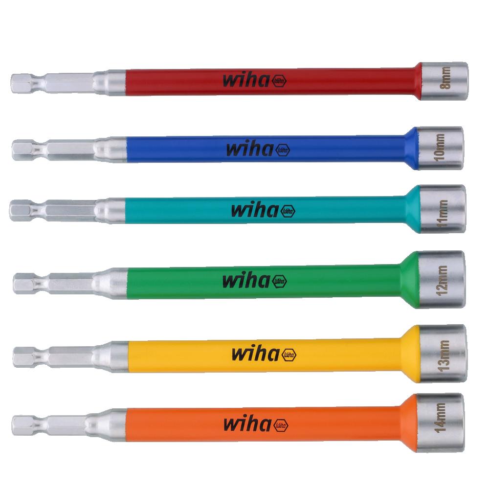 Wiha Nut Setter Color Coded Magnetic Metric Set 6pc 70487 - Acme Tools