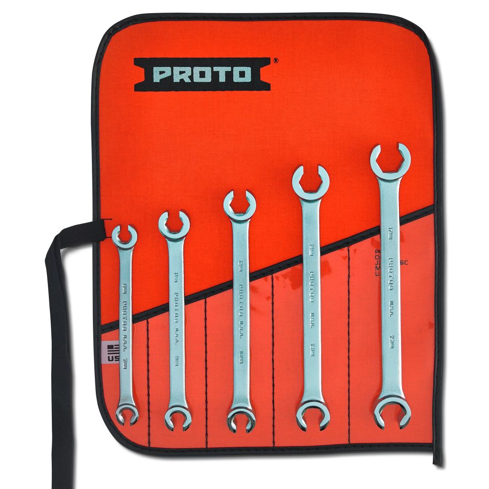Proto 5 Piece Metric Double End Flare Nut Wrench Set 6 Point J3700M ...