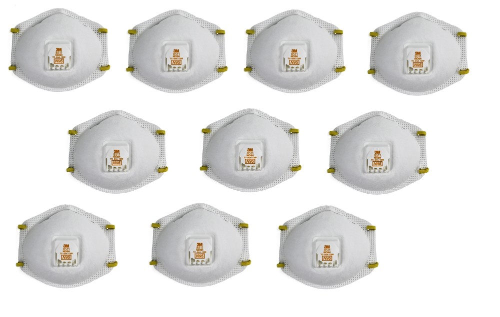 3M 8511 N95 Disposable Sanding & Fiberglass Valved Safety Mask 10 Pack ...