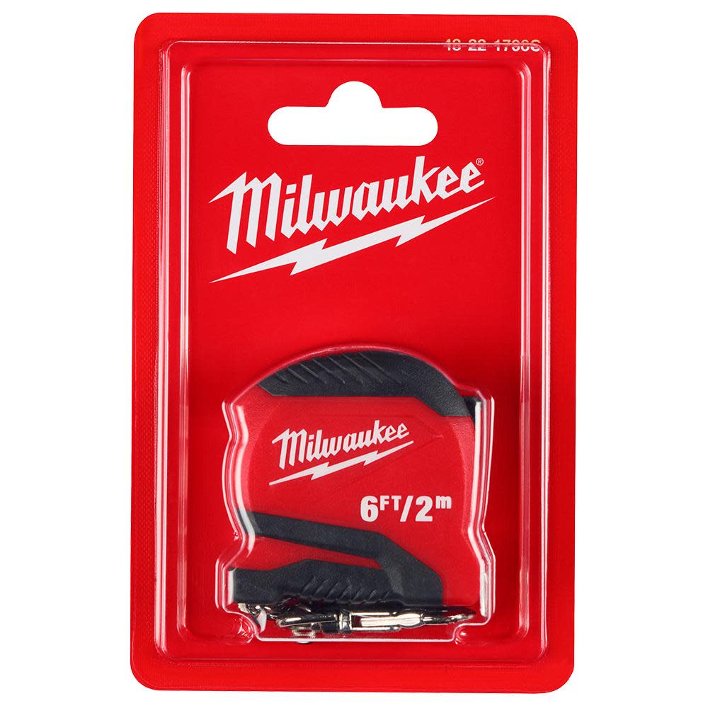 Milwaukee 6 Ft./2m Keychain Tape Measure 48-22-1706C - Acme Tools