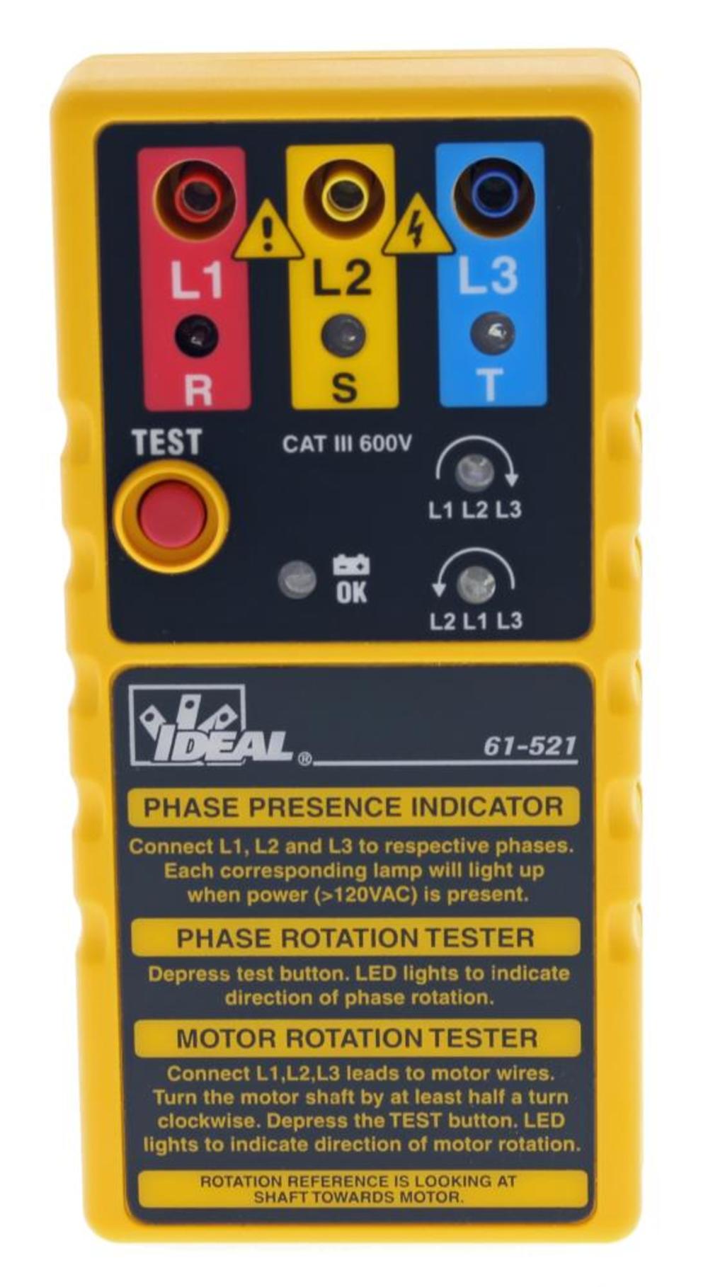 Ideal Industries 3-Phase/Motor Rotation Tester 61-521 - Acme Tools