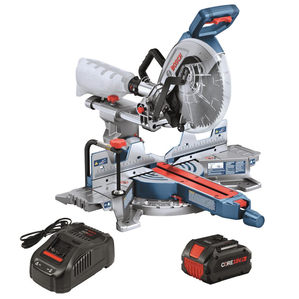 Bosch PROFACTOR 18V Surgeon 10in Dual Bevel Slide Miter Saw Kit GCM18V ...
