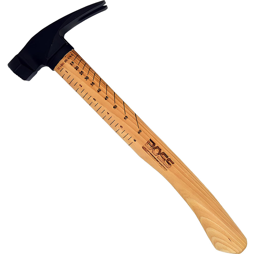 Boss Hammers 18oz Steel Hybrid Hickory Handle Hammer Milled Face ...