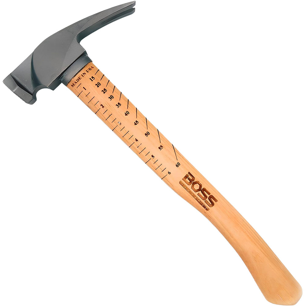 Boss Hammers 12oz Titanium Head Smooth Face Hammer with Hickory Handle ...