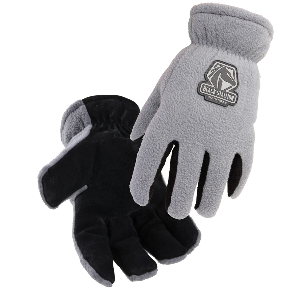 Black Stallion FuzzyHand Polar Fleece Winter Gloves 15FH-GRY-R360 ...
