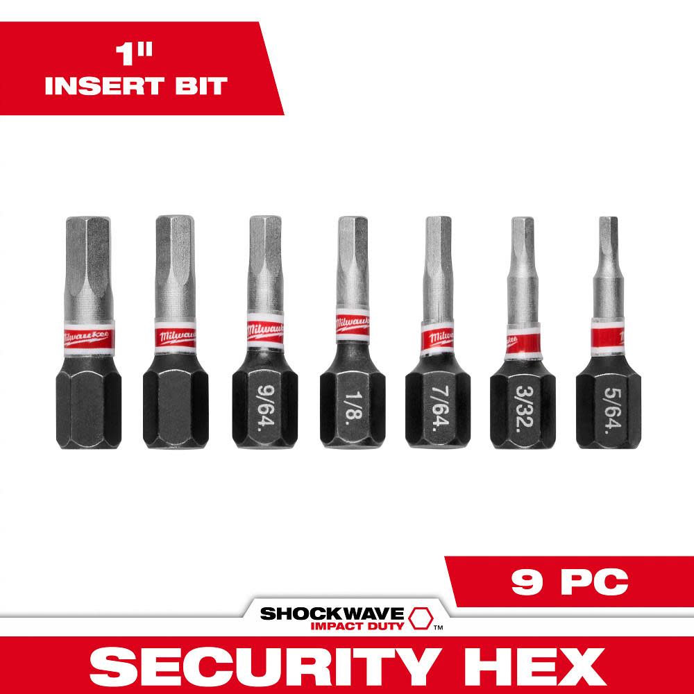 Milwaukee 7-Piece SHOCKWAVE Impact Hex Security Insert Bit Set 3PK 48 ...