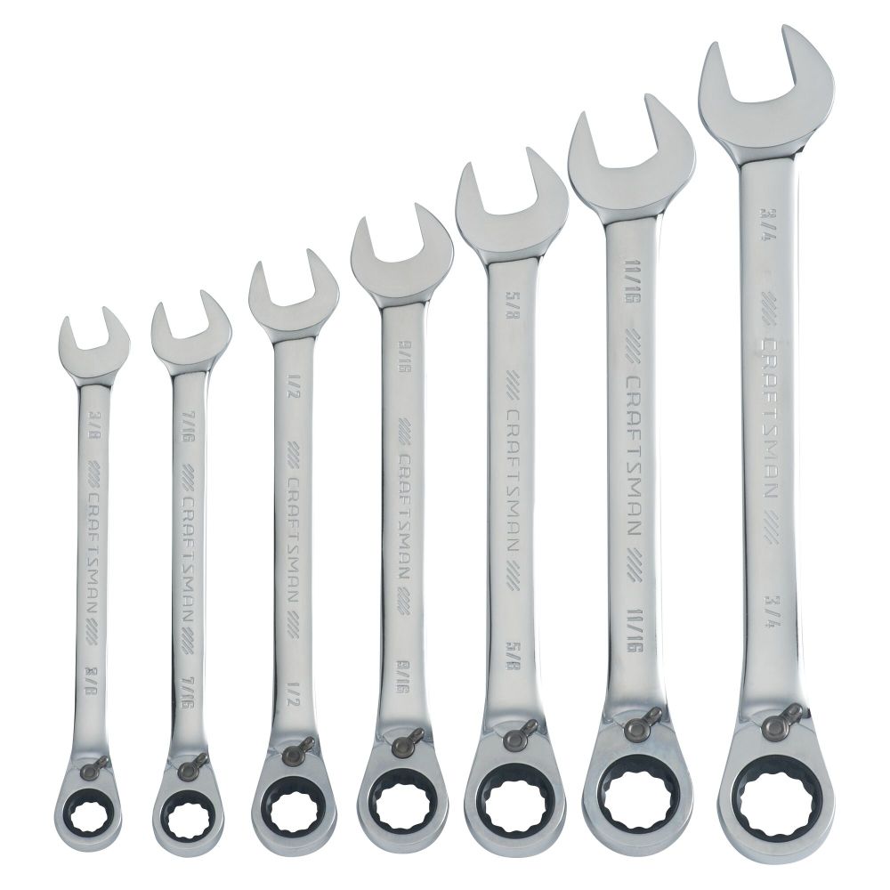 CRAFTSMAN SAE Reversible Ratcheting Wrench Set, 7 Piece CMMT87024 ...