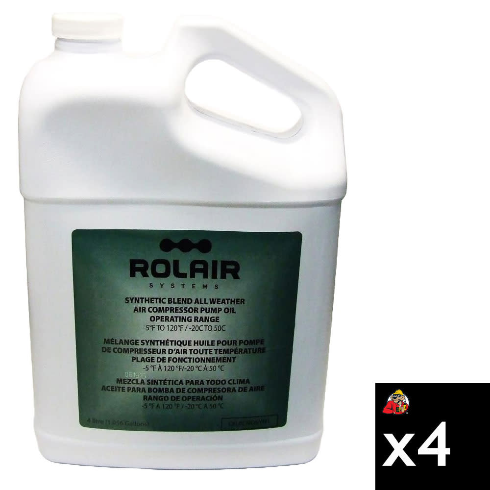 Rolair 1 Gallon All Weather Synthetic Blend Air Compressor Oil, 4 Pack ...