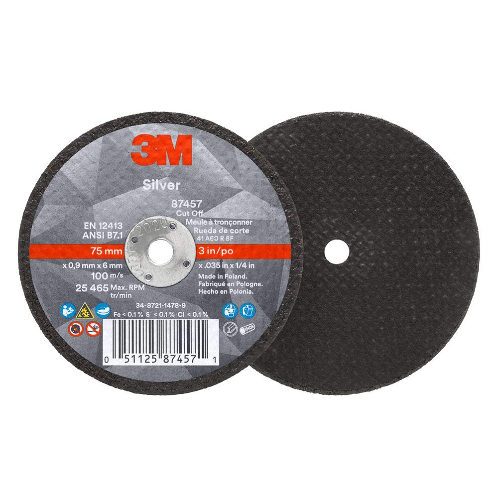 3M 3 x 0.035 x 1/4 in Type 1 Silver Cut-off Wheel 87457M - Acme Tools