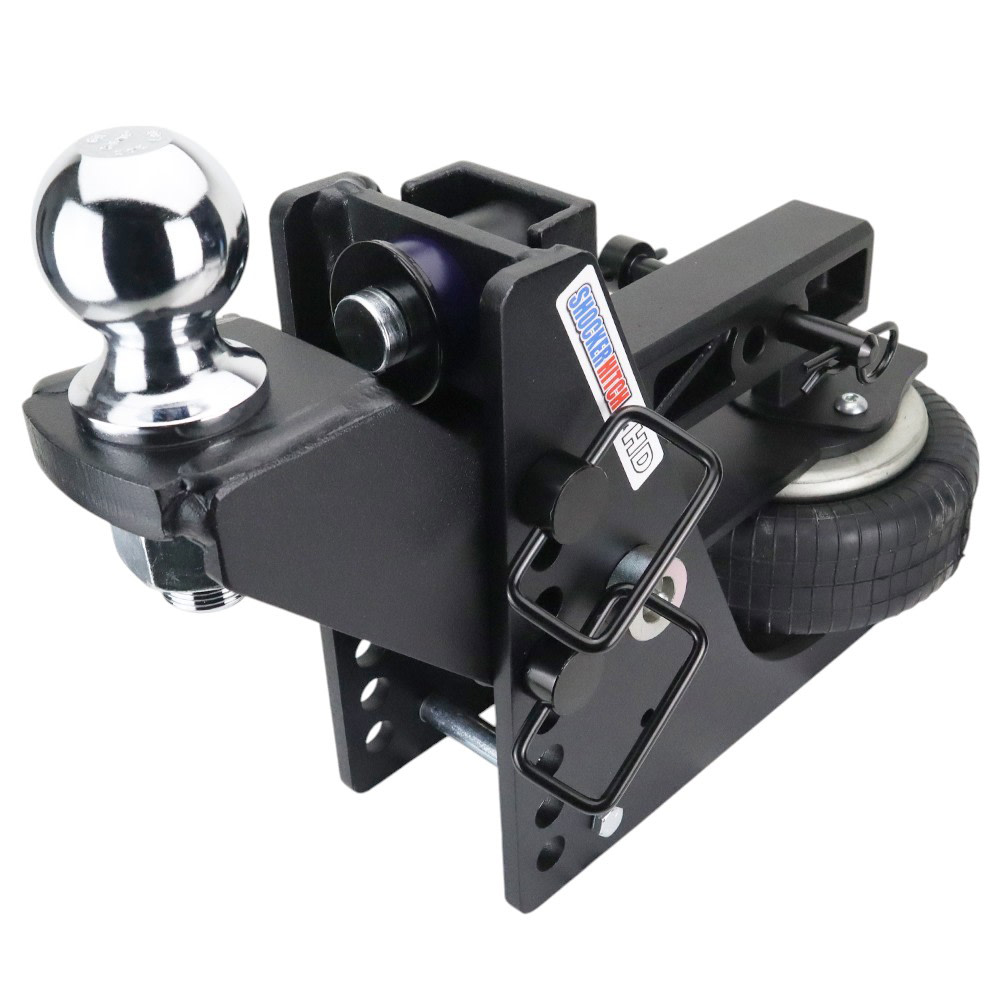 Shocker Hitch HD 20K Max Black 2 Inch Air Receiver Hitch & Raised Ball ...