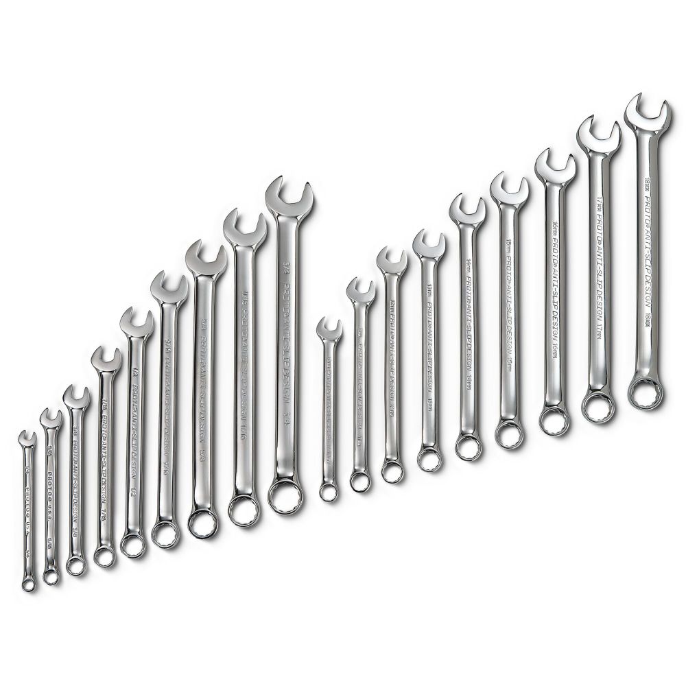 Proto Fractional and Metric Combination Wrench Set 12 Point 18pc ...
