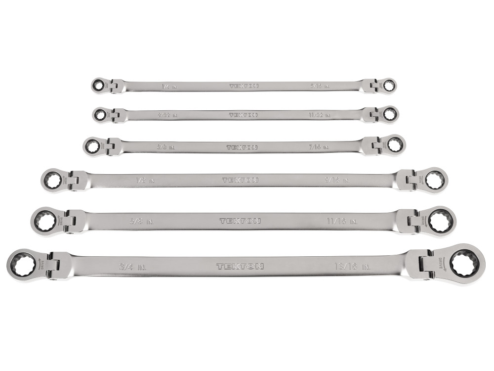 Tekton Flex Head Ratcheting Box End Wrench Set, 6 Piece (1/4-13/16 Inch ...