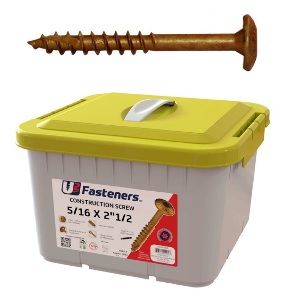 U2 Fasteners Construction Screw 5/16 Inch X 2-1/2 Inch, 600ct ...
