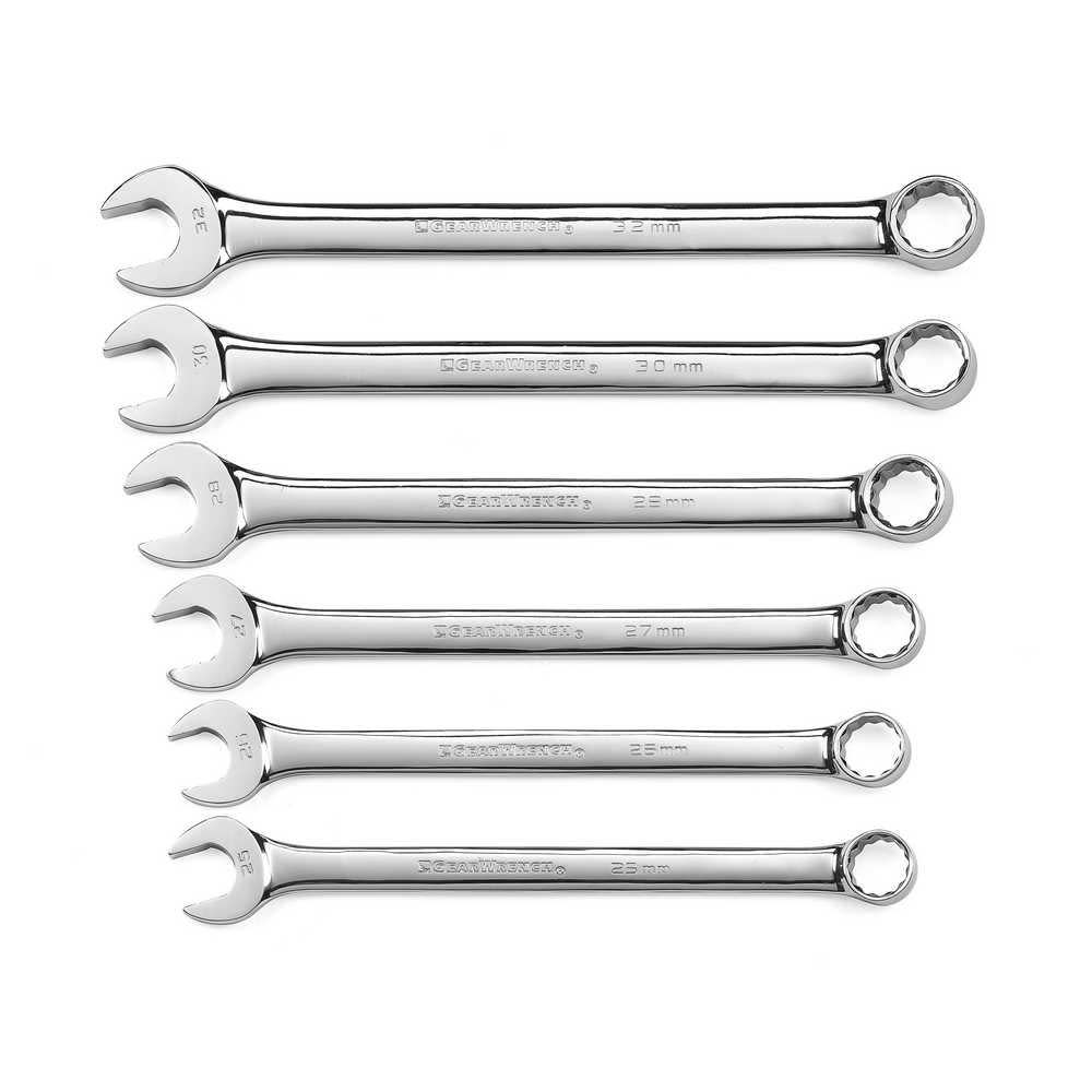 GEARWRENCH 6 Piece 12 Point Long Pattern Combination Wrench Set Metric ...