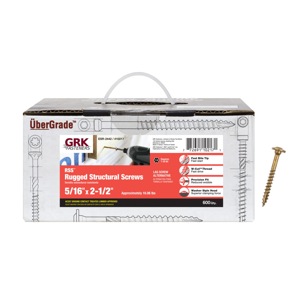 GRK Fasteners 5/16in x 2 1/2in Rugged Structural Screw - 600 Screws ...