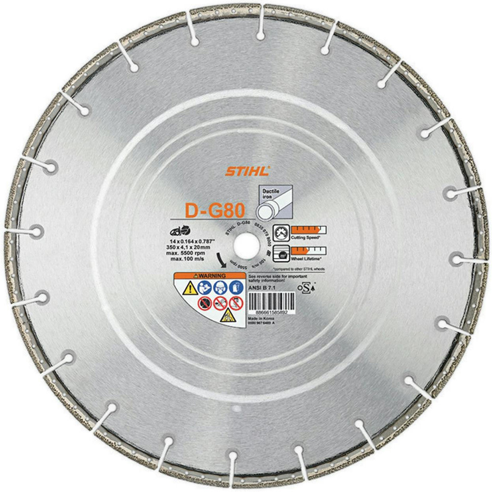 Stihl D-G 80 14 Inch Premium Segmented Rim Diamond Wheel for High Speed ...