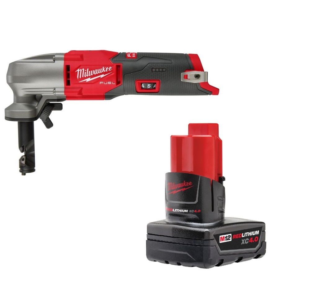 Milwaukee M12 FUEL Nibbler 16 Gauge with Battery Bundle 2476-20-48-11 ...