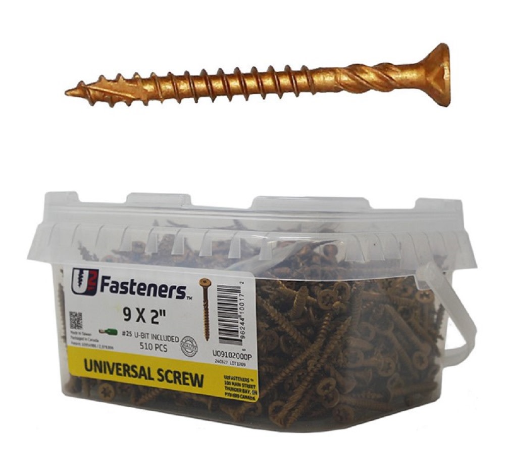 U2 Fasteners Universal Screw 9 Inch x 2 Inch 510ct U09102000P - Acme Tools