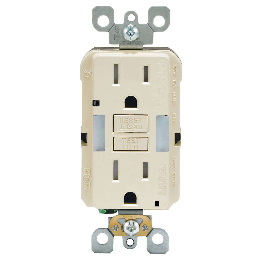 Leviton SmartlockPro GFCI Outlet 20A 125V Duplex Light Almond NEMA ...