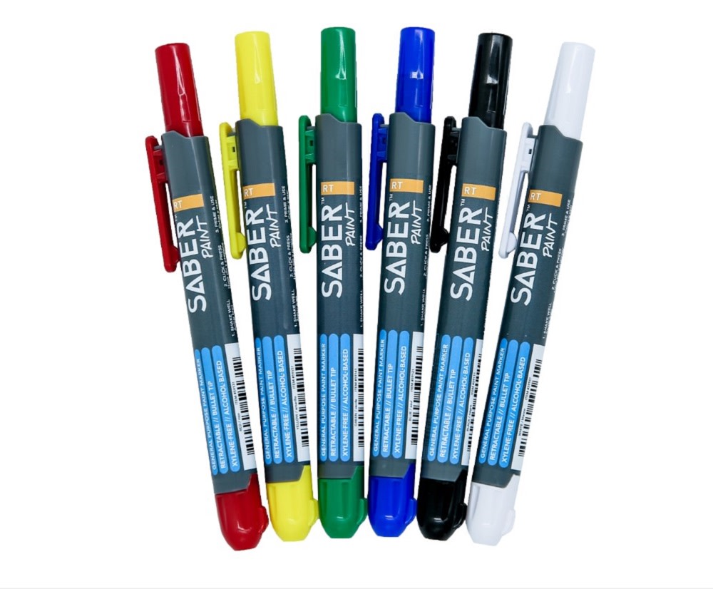 FARO Saber Retractable Paint Marker, Assorted 6 Pack 59176 - Acme Tools